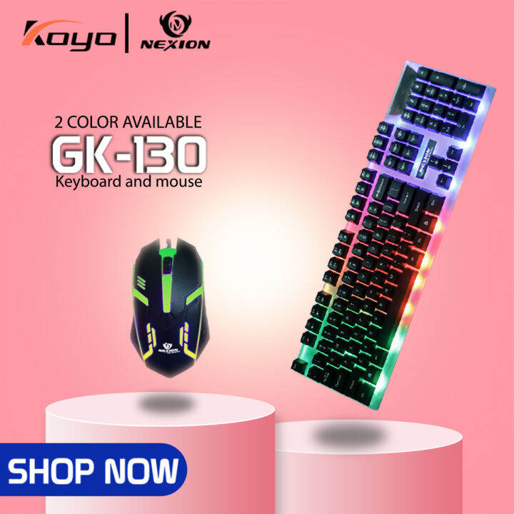 NEXION GK-130 GAMING KEYBOARD AND MOUSE COMBO RGB, USB WIRED, BLACK ...