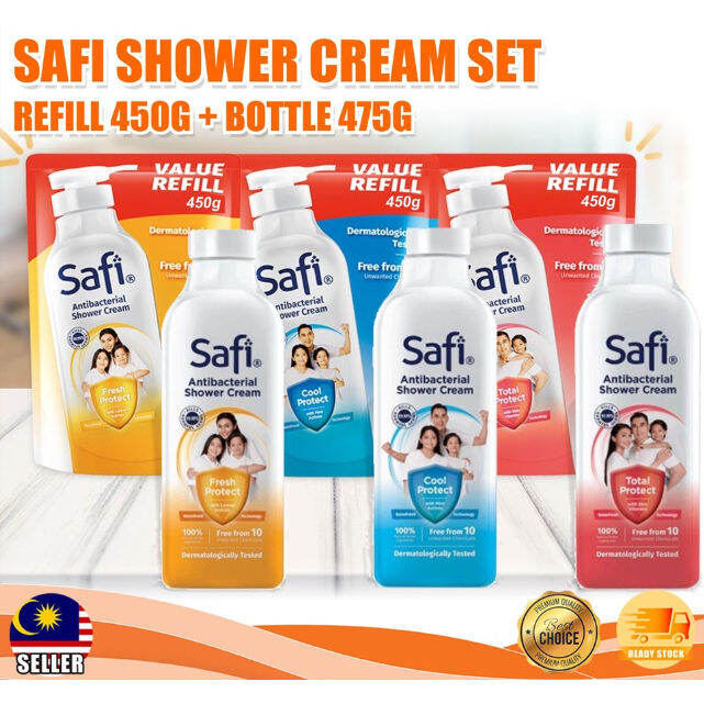 SAFI Antibacterial Shower Cream Set Bottle 475g / Refill 450g | Lazada