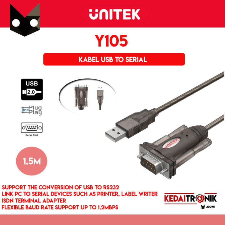 Kabel USB to Serial 1.5M Unitek Y105 RS232 1,5 Meter Y-105 | Lazada Indonesia