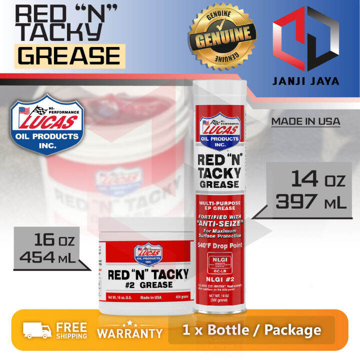 Lucas Oil Red "N" Tacky Grease 397g Cartridge 454g Tub Rust and ...
