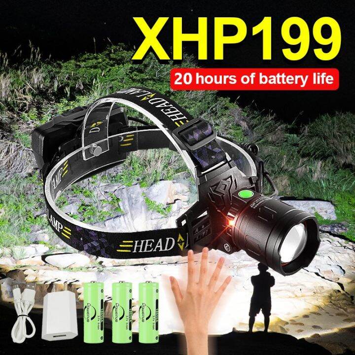 Boutique 2022 Super XHP199 Powerful Headlamp Rechargeable Head ...