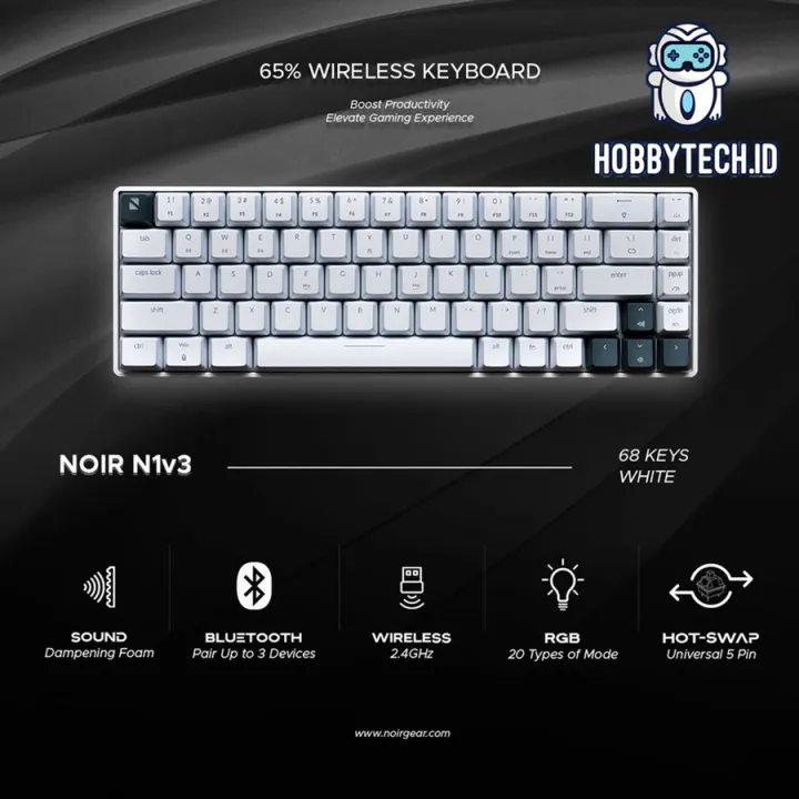 Noir N1v3 / N1 65% White Wireless Mechanical Gaming Keyboard | Lazada ...