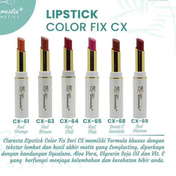 Claresta Lipstick Color Fix CX (Packaging Putih) | Lazada Indonesia