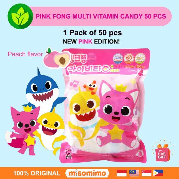 [READY] Pinkfong Korea Multi Vitamin Candy 50 pcs Pink Fong Baby Shark ...