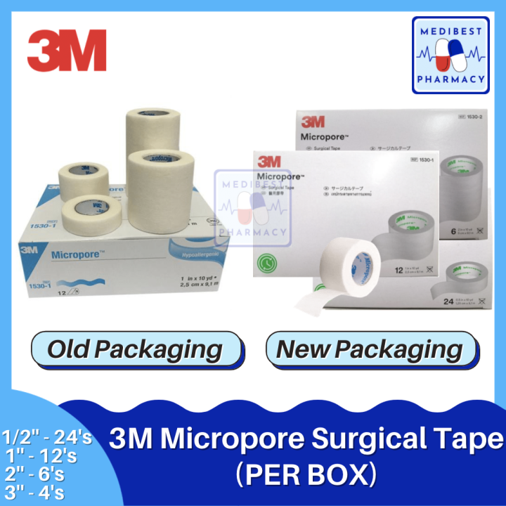 3M Micropore Surgical Tape PER BOX (Without Dispenser) Size [1/2 inch ...