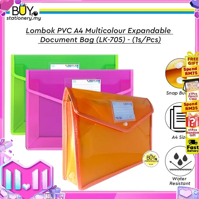 Lombok PVC A4 Colour Expandable Document Bag LK-705 - (1s/Pcs) Fail ...