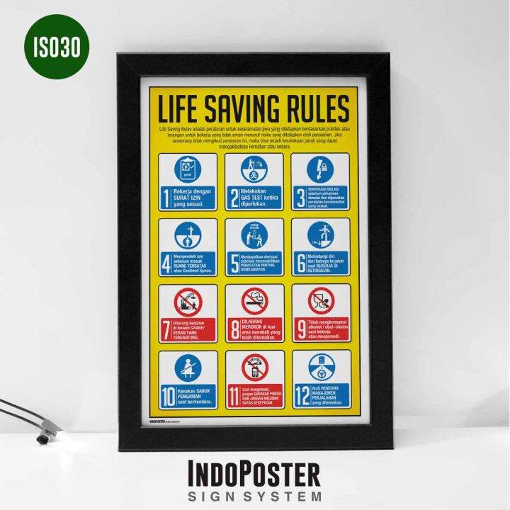 Poster K3 Safety Aturan Keselamatan Kerja Life Saving Rules A3 45X30cm ...