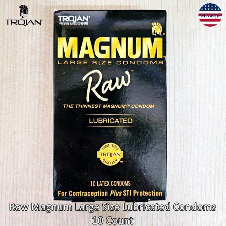 Trojan® Raw Magnum Large Size Lubricated Condoms 10 Count โทรจัน ถุงยาง ...