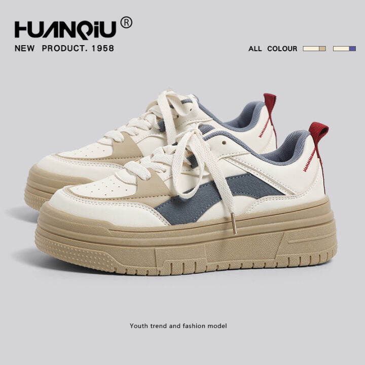 HUANQIU รองเท้าผู้หญิงรองเท้าสีขาวขนาดเล็กย้อนยุค,รองเท้าใหม่เข้าได้กับ ...