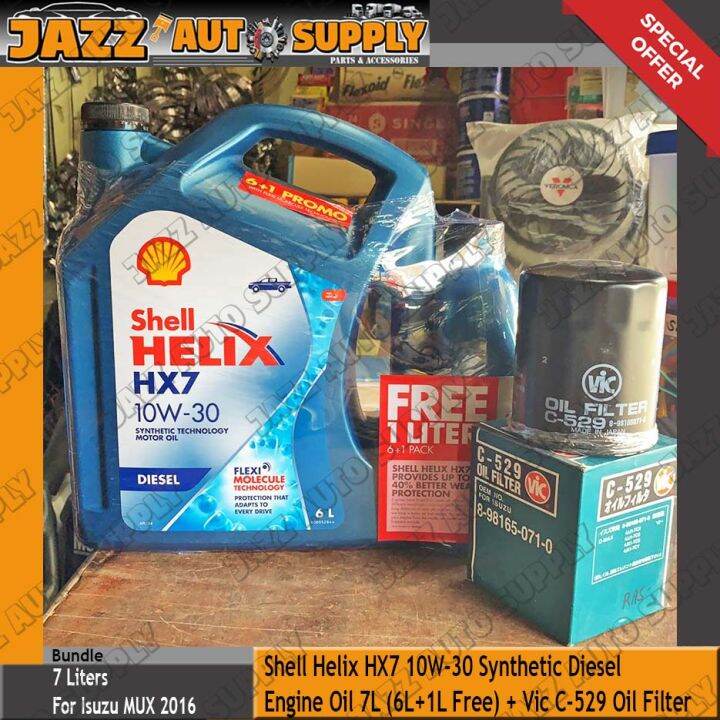 Shell Helix HX7 Diesel 10W-30 Synthetic Engine Oil Bundle 7L (6L+1L ...