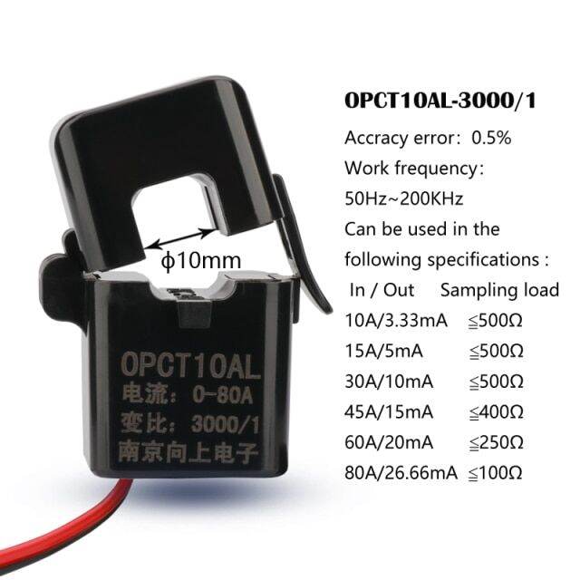 High Frequency Mini Split Core Current Transformer Ferrite Core Opct10al 5a 2 5ma 1 2000 5a5ma
