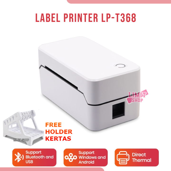 Label Printer IWARE LP-T368 USB Bluetooth Barcode Printer Sticker Label Cocok Label Pengiriman ...