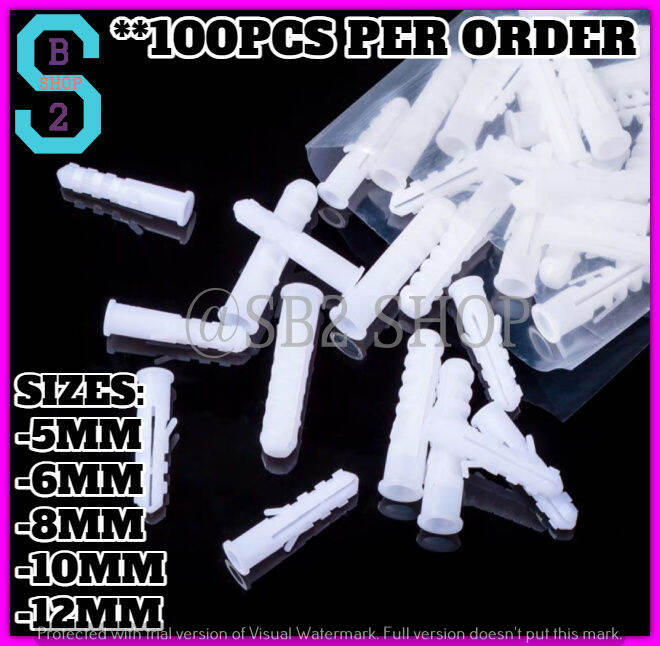 SB2-3898 100PCS/SET White Tox Wall Plug (Plastic) (#5, #6, #8, #10, #12 ...