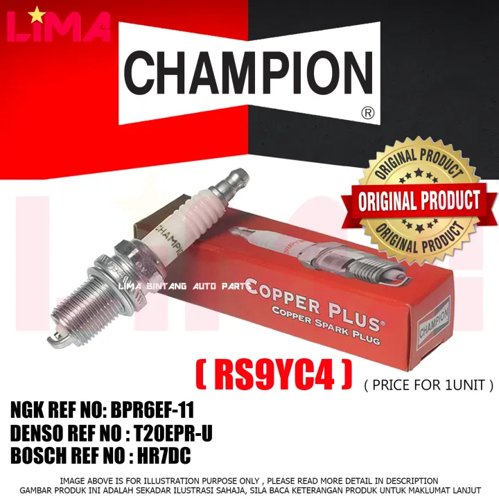 ( 1UNIT ) RS9YC4 CHAMPION SPARK PLUG FOR PROTON GEN2 , BLM , PERSONA ...
