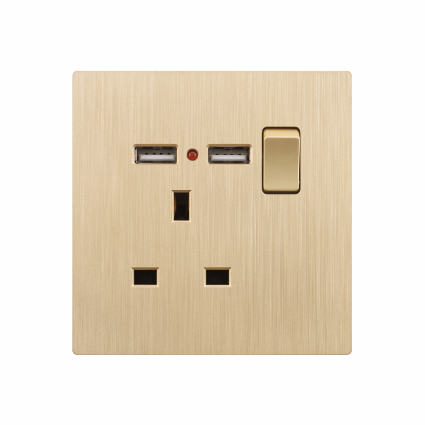 LEJIA 1 Gang USB Wall Switch Socket 13A 250V 3 Pin 2 USB Power Panel ...