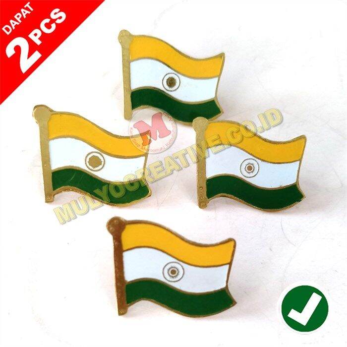 Pin Bros Bendera Negara India Flag Pin India Bahan Logam Kuningan /2pcs ...