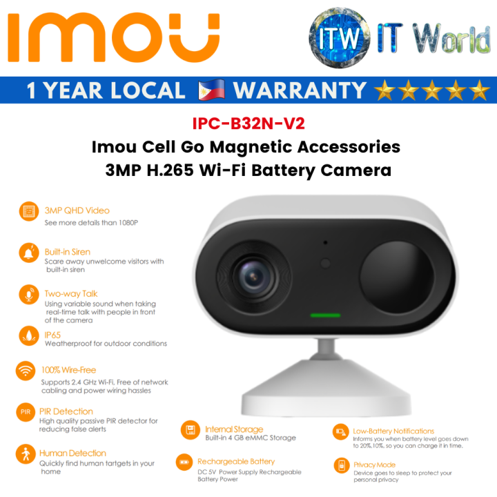 Imou Cell Go Magnetic Accessories 3MP H.265 Wi-Fi Battery Camera (IPC ...
