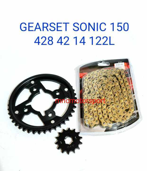 GEARSET GIRSET GEAR GIR SET YUZAKA SONIC 150 428H 42 14 122 RANTAI GOLD ...