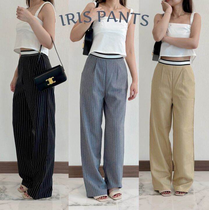 กางเกงขายาวทรงกระบอก รุ่น Iris Pants | Lazada.co.th
