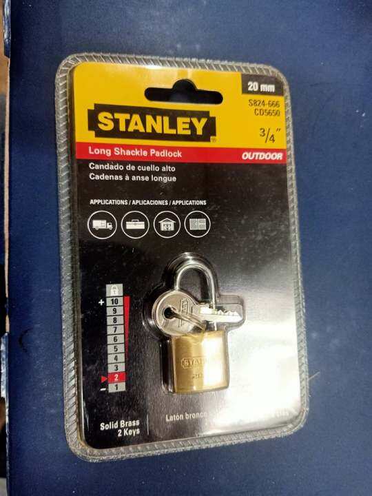 STANLEY SOLID BRASS PADLOCK LONG SHACKLE PADLOCK S824-666 | Lazada PH