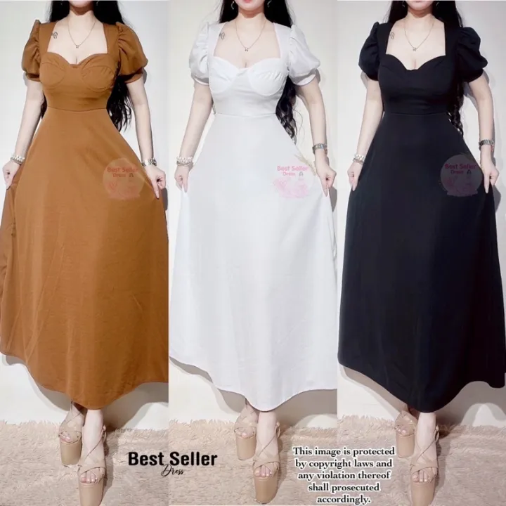 BEST SELLER LADY REGULAR/PLUSSIZE PUFF SLEEVES CORSET DRESS (BEST ...