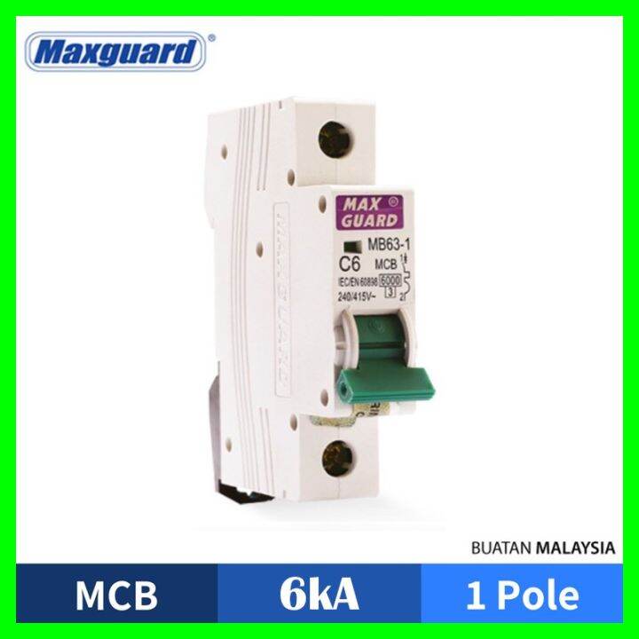 [READY STOK] MAXGUARD MCB 6kA 6A 1POLE 1P amp rccb main switch elcb db mccb nut box hager eps 1 ...