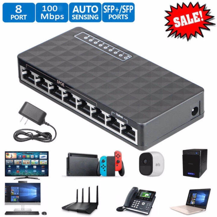 8 Ports Smart 10/100 MB/S Ethernet Switch for Network Lan Hub High ...