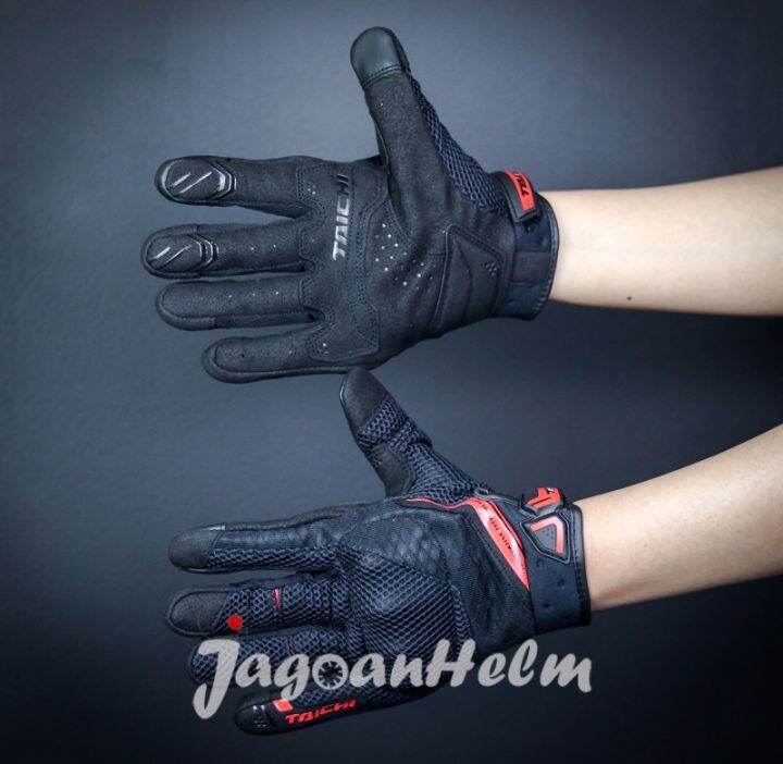 TAICHI GLOVE RST 447 RUBBER KNUCKLE | BLACK RED| SARUNG TANGAN MOTOR ...