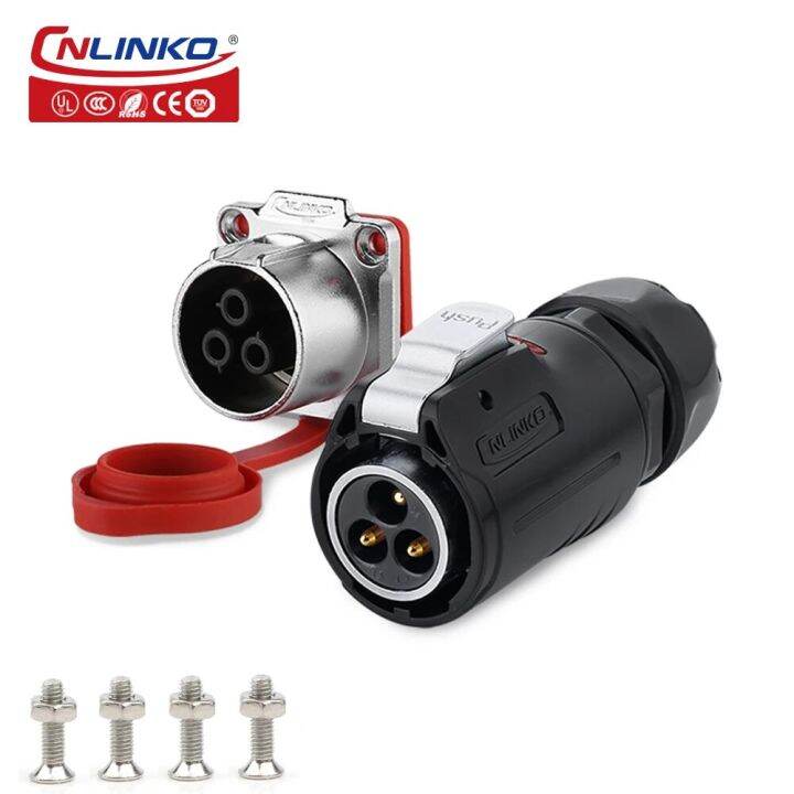 CNLINKO M24 Plastic 3 4 Pin 25A AC Male Female Welding Plug Socket ...