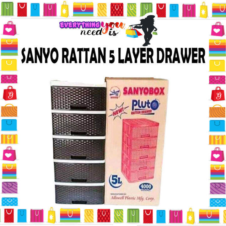 SANYO RATTAN 5 LAYER DRAWER / PLUTO 5L | Lazada PH