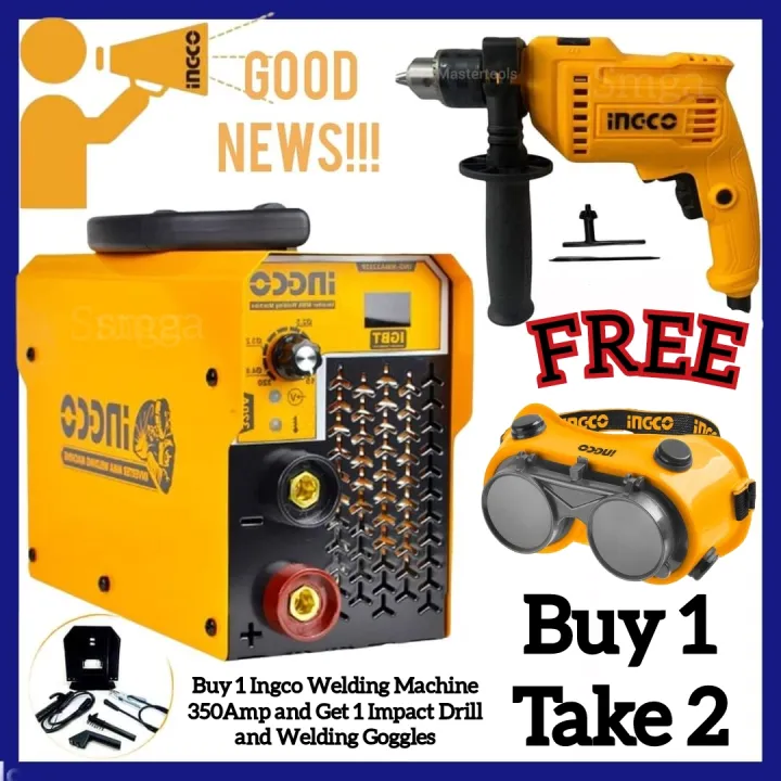 Ingco Inverter MMA Welding Machine 350Amp ING-MMA3502P + FREE Impact ...