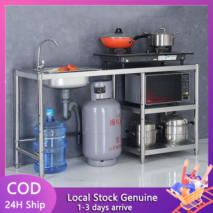 304 Stainless Steel Kitchen Sink Stand Rack with Faucet Set Portable ...