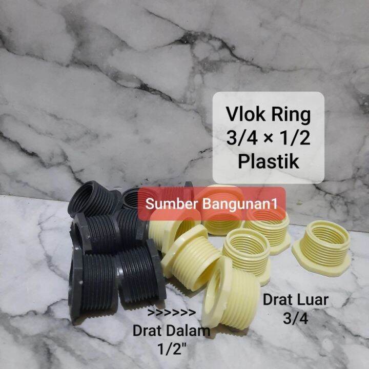 Vlok Ring 3/4 x 1/2 sok kran plastik sambungan drat luar dalam keran ...