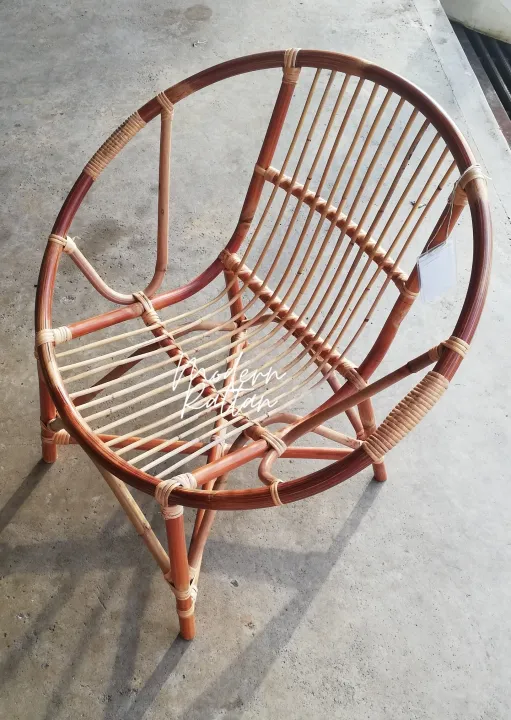 Large Round arm rattan chair cane Kerusi Rotan Kerusi sandar bulat ...