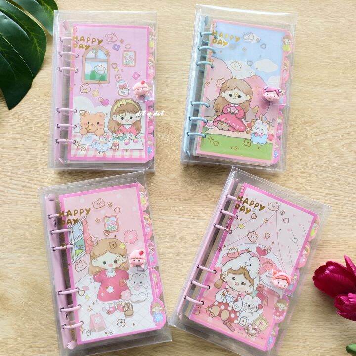 Notebook Kawaii A6 Aesthetic Diary Ring 100 Halaman Sanrio Kartun Diy ...