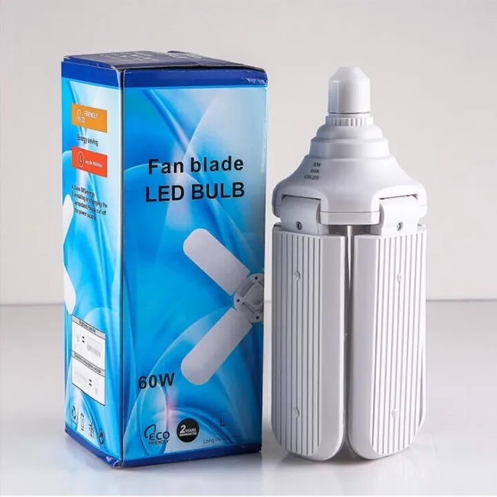 Mini Fan Blade 60W Four Leaf Foldable Fan Blade Bulb Ceiling LED Lights ...