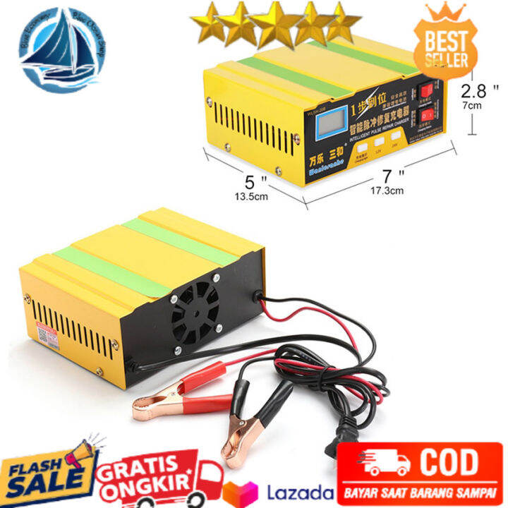 BAYAR DI TEMPAT - Charger Aki Mobil Lead Acid Smart Battery Charger 12V ...