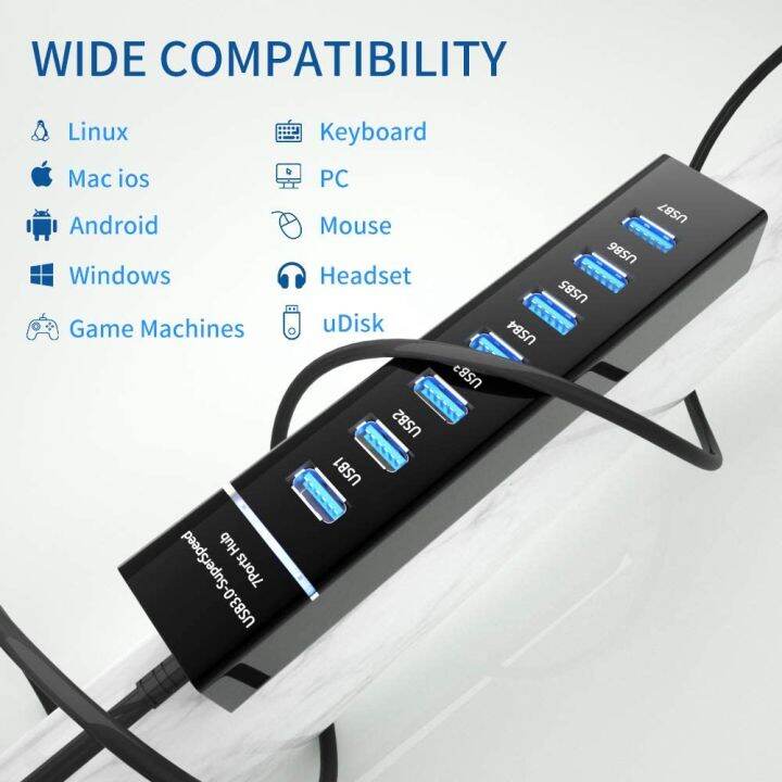 USB 3.0 HUB High Speed 7 Port Hub Independent Switch Hub Four Bit Splitter Hub Usb 3.0 Multi ...
