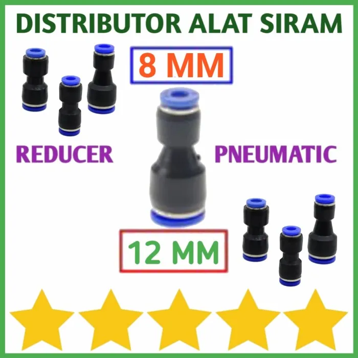 FITTING PNEUMATIC REDUCER SLIP LOCK JOINER 12 X 8 MM SELANG OD 8-12MM ...
