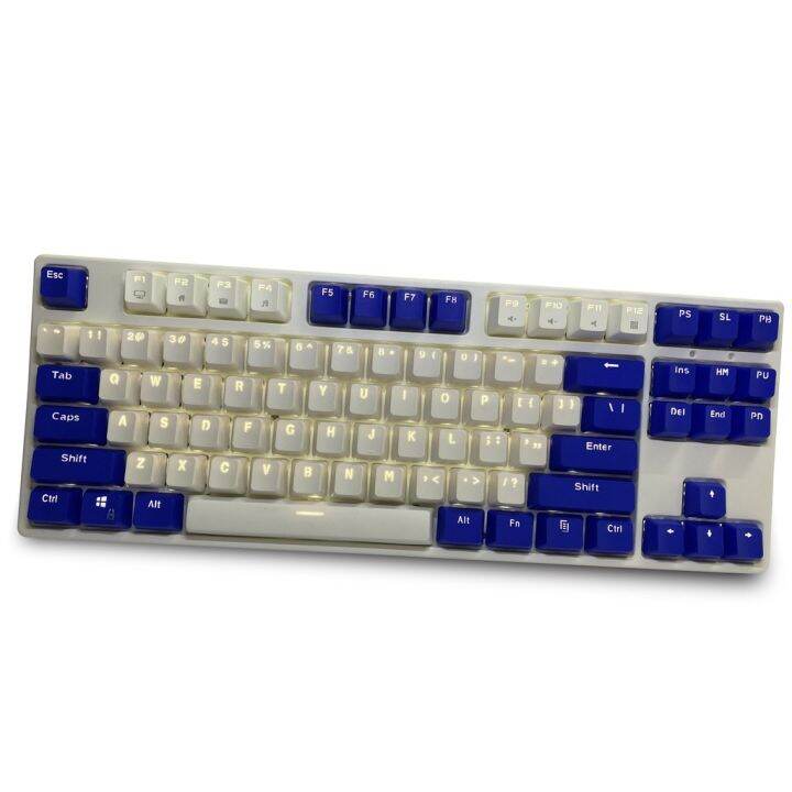 Navy Blue White Keycaps, 87 Key PBT Keys Keycaps Mechanical Keyboard ...