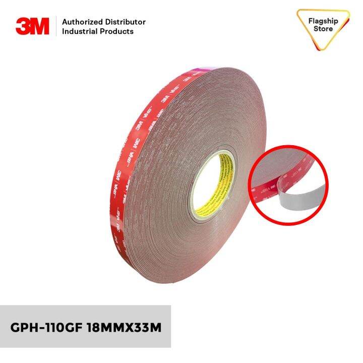 3M GPH Double Sided Tape 18mm x 33m GRAy Heavy Duty Industrial Tapes ...