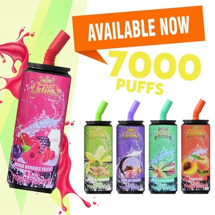 vaper PUFF BAR POD KING SUPREME 7000 PUFFS RECHARGEABLE DISPOSABLE MODS ...
