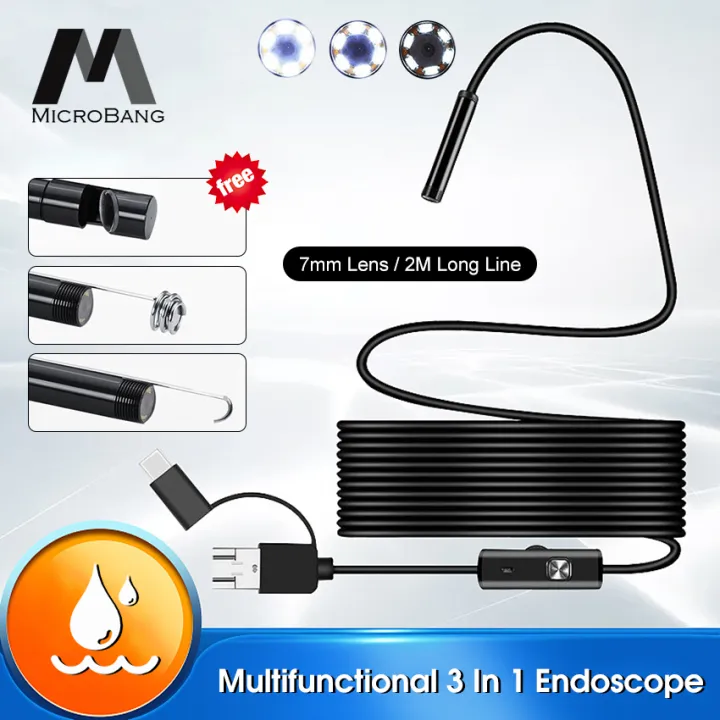 MicroBang Endoscope Camera 7mm HD Mini Camera Endoscope Hard Cable IP67 ...