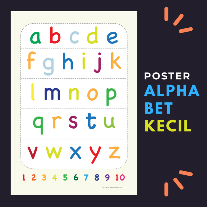 Poster Huruf Abjad Alphabet Kecil Dan Angka Ukuran A3 (33 cm x 48 cm ...