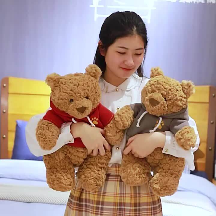 （HOT) น่ารัก Teddy bear Bryan Teddy Bear นุ่มน่ารักน่าเกลียดน่ารัก Barcelo Bear Doll เสื้อกัน ...