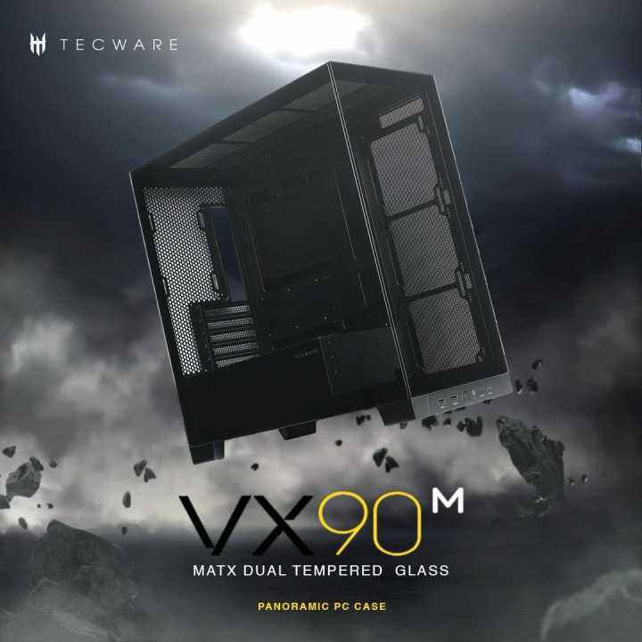 # TECWARE VX90M - Dual Tempered Glass mATX PC Case # [BLACK] | Lazada