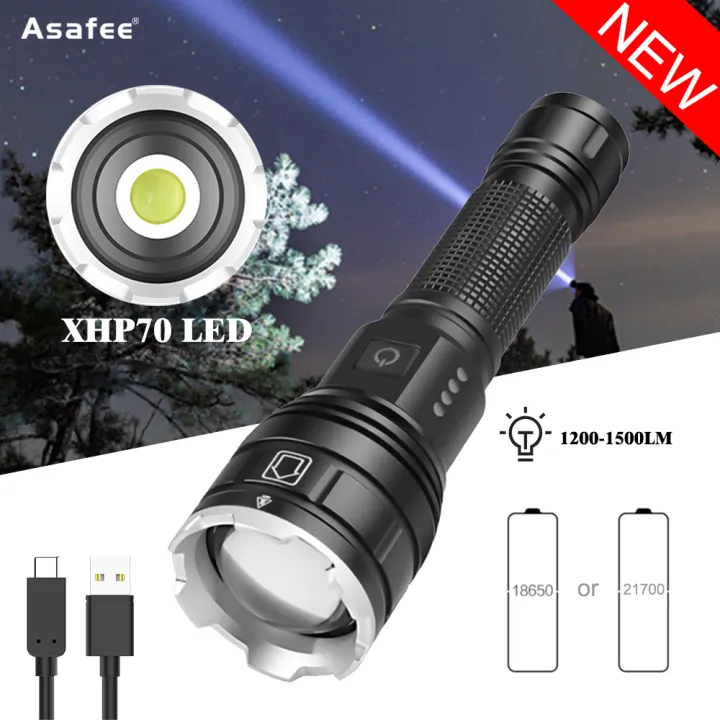 Asafee 1230 Most Powerful XHP70 Led Flashlight High Power Torch 1500LM ...