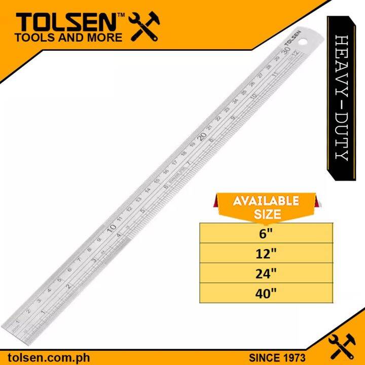 Tolsen Stainless Steel Ruler w/ Conversion Chart (6" | 12" | 24" | 40 ...