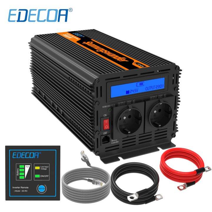 EDECOA 3000W Power Inverter DC 12V 24V To AC 220V 230V Modified Sine ...