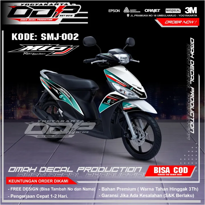 Decal Stiker Mio J Dekal Sticker Custom YAMAHA Mio J Full Body PETRONAS ...